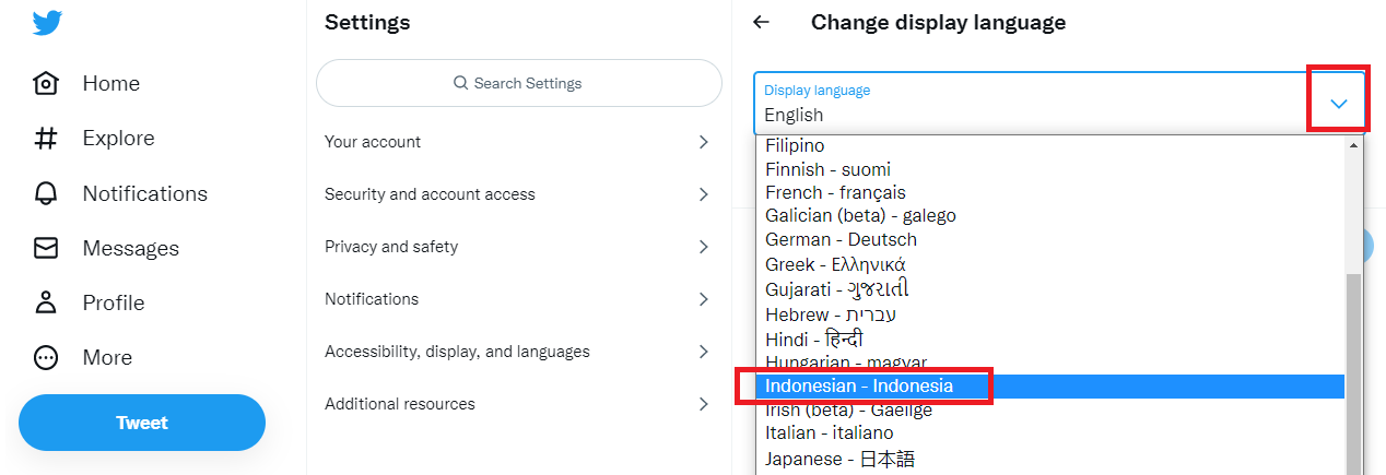 4 Cara Mengganti Bahasa di Twitter (Inggris ke Indonesia) via HP dan PC