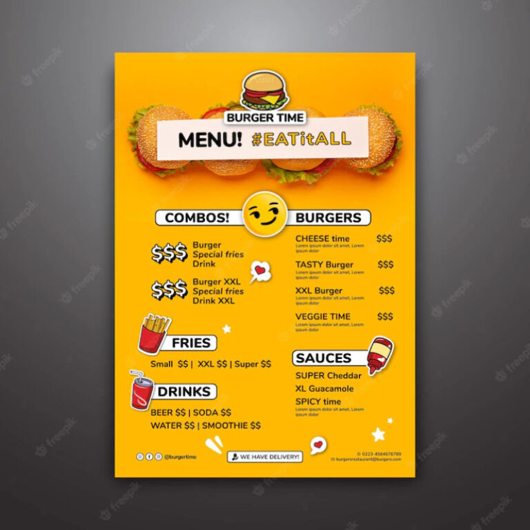 Contoh Desain Menu Makanan Simple dan Menarik untuk Bisnis Kuliner