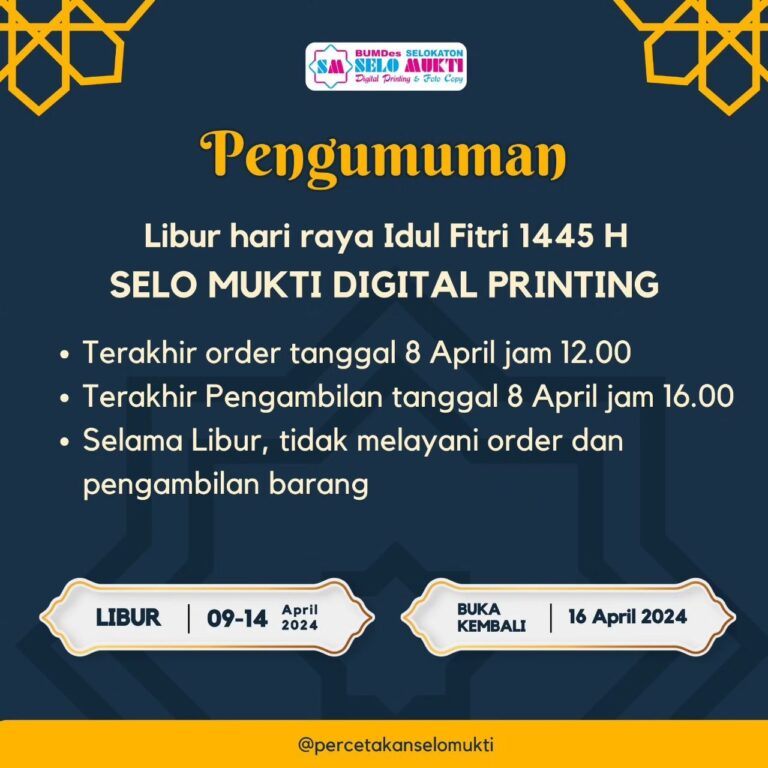 15+ Contoh Pengumuman Toko Tutup dan Libur Lebaran, Natal, Tahun Baru, dll